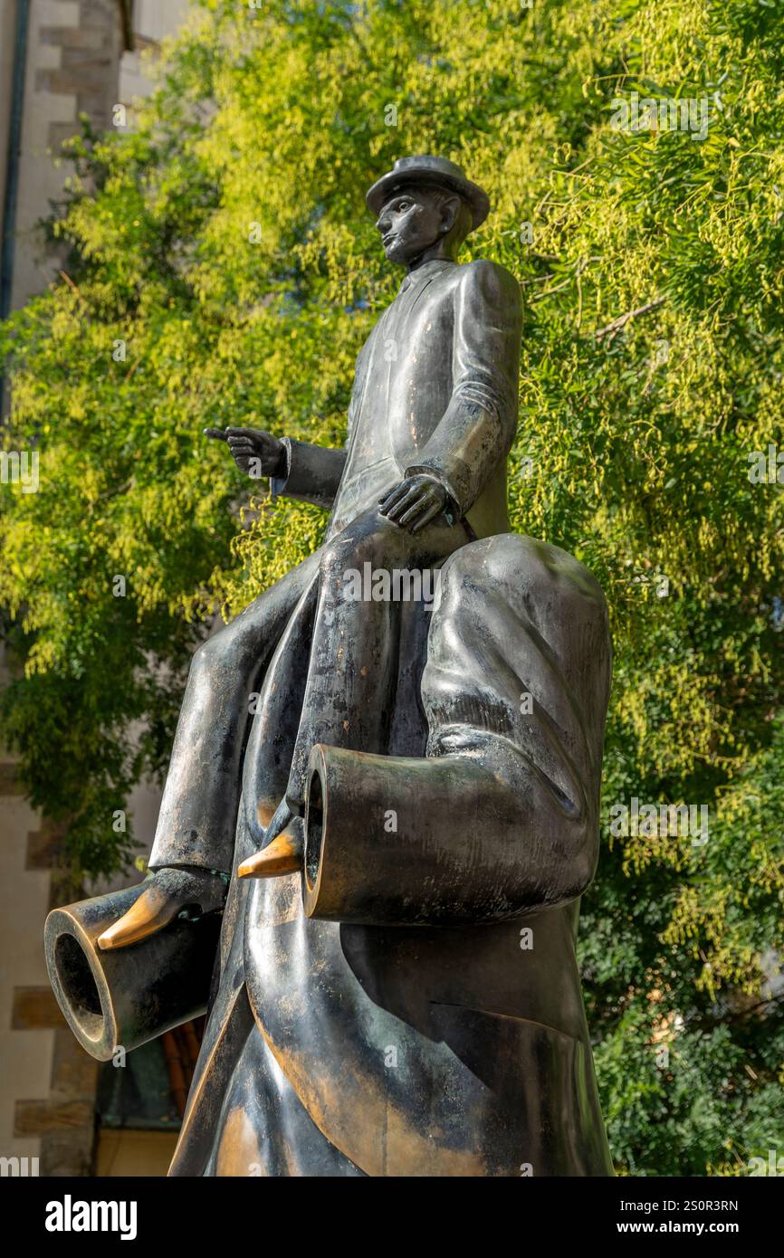 Statue of Czech writer Franz Kafka by Jaroslav Rona, in Socha Franze ...