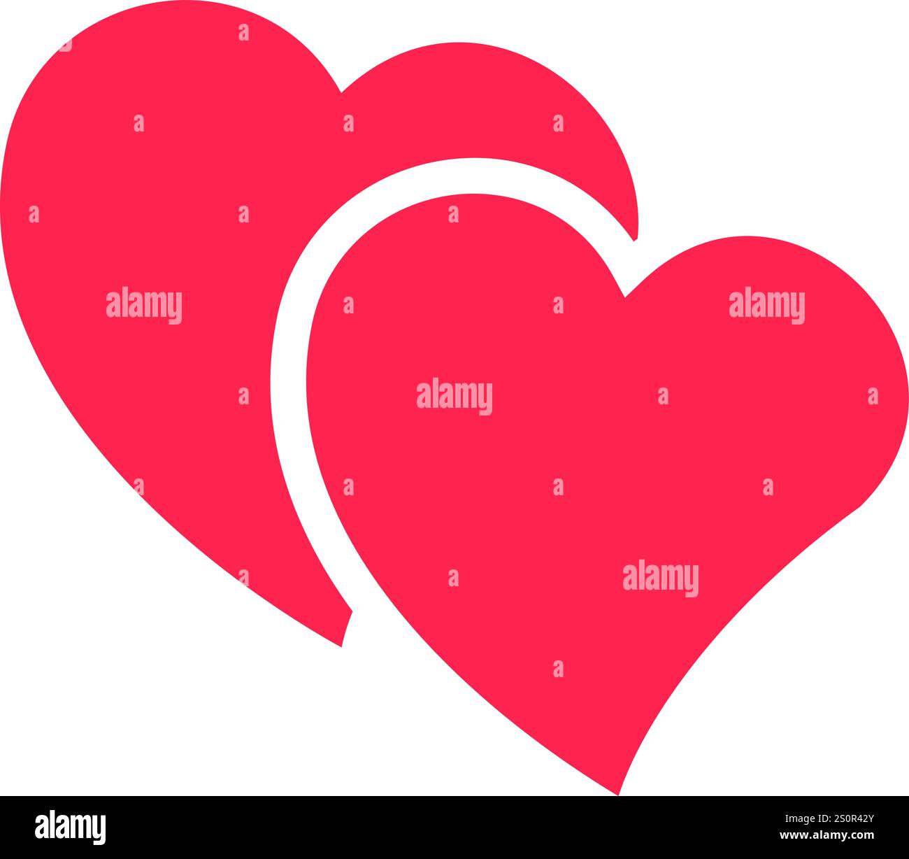 Two overlapping pink hearts represent love, affection, and strong bonds ...