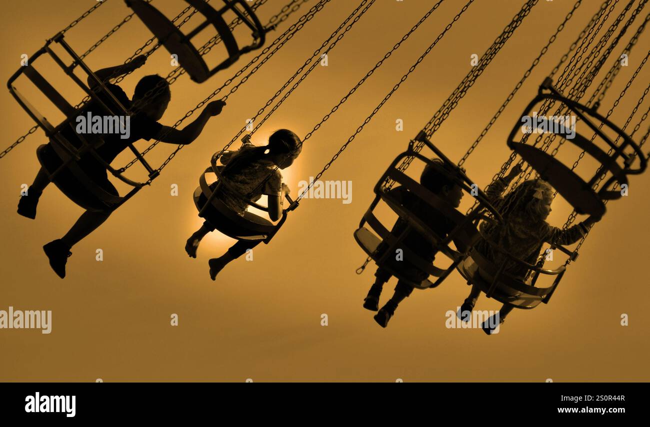 children on old fairground ride Stock Photo - Alamy