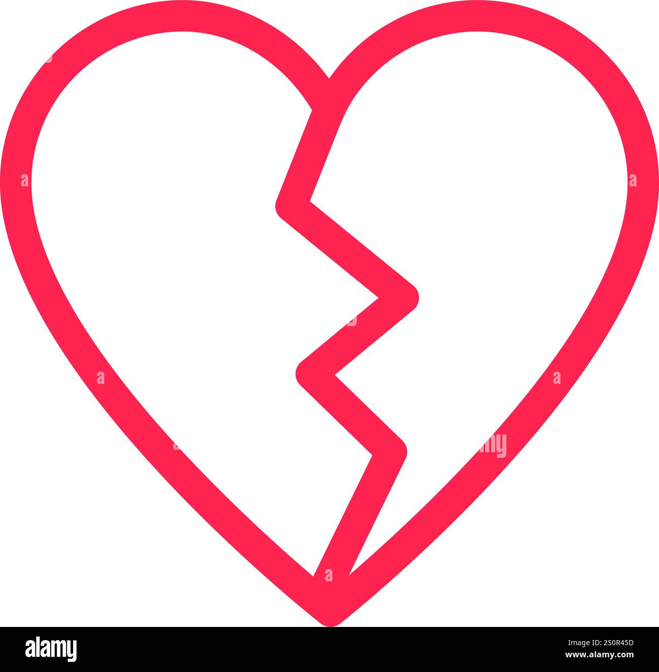 Minimalist vector illustration of a broken heart with a jagged line ...