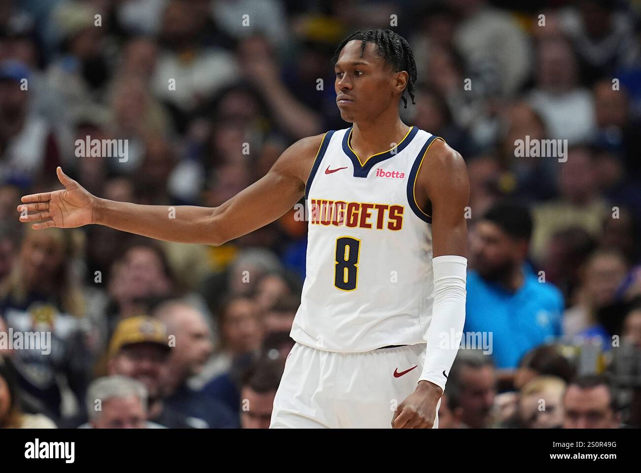 Denver Nuggets forward Peyton Watson (8) in the second half of an NBA ...