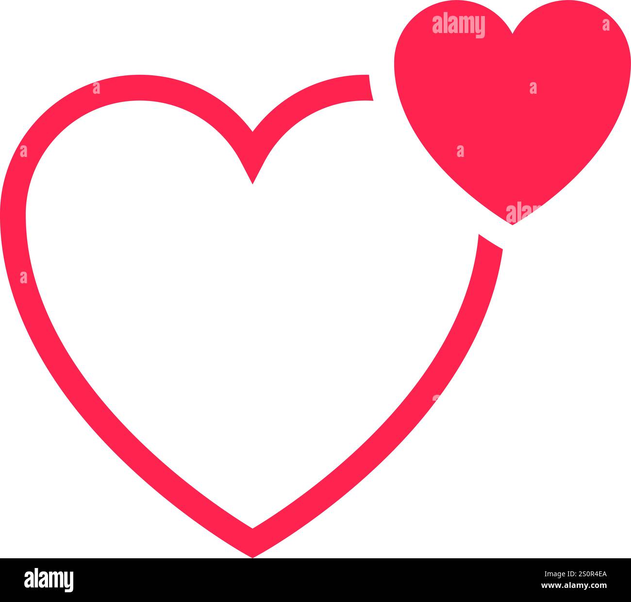 Red outlined heart merging seamlessly with a solid red heart ...