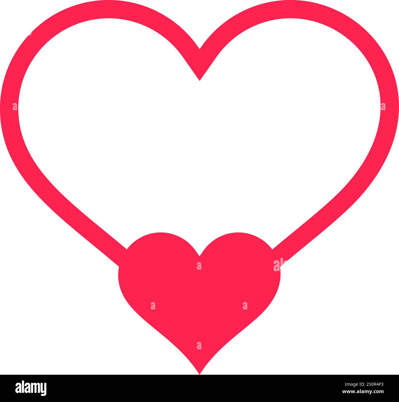 Red heart shape embracing a smaller filled heart is a concept ...