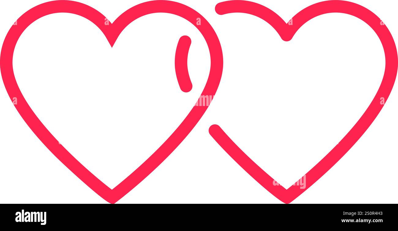 Two pink hearts overlapping each other, creating a symbol of love ...