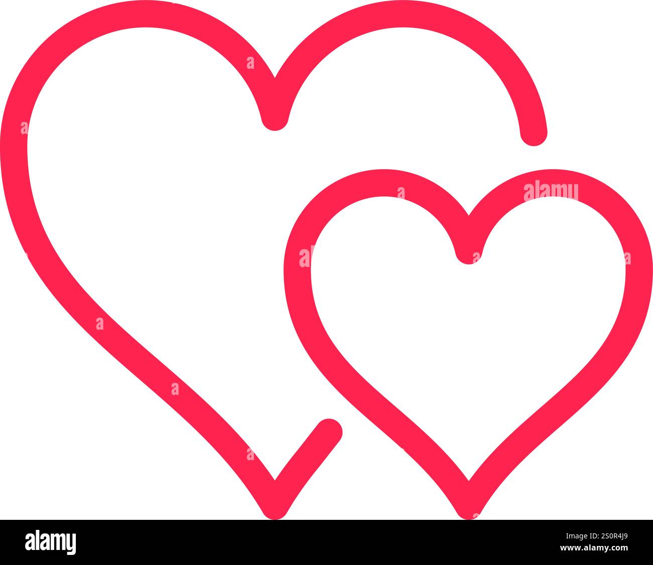 Two intertwining pink hearts symbolize love, affection, and ...