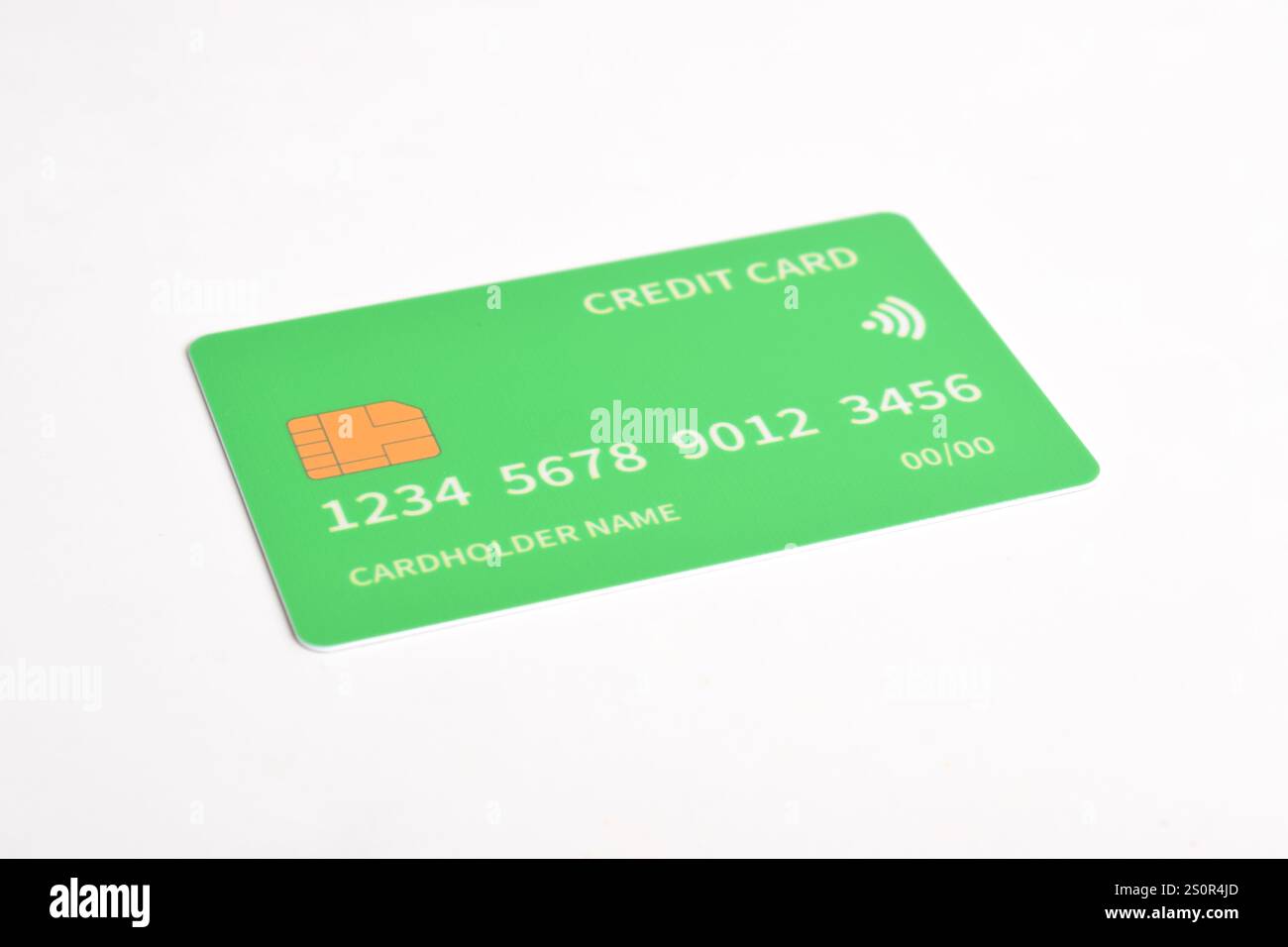 Green credit card with chip isolated on white background Stock Photo ...