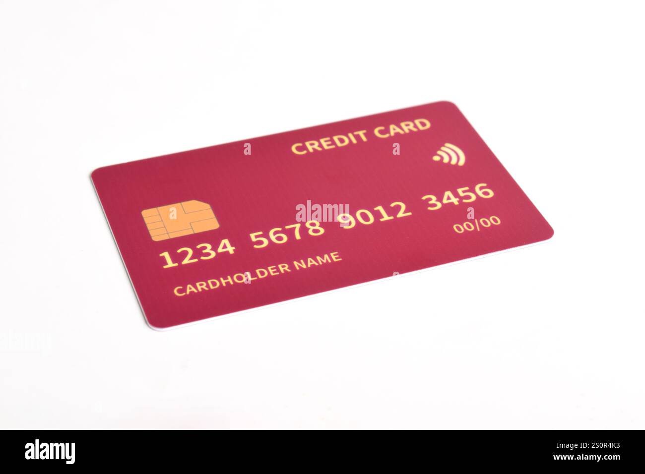 Red credit card with chip isolated on white background Stock Photo - Alamy