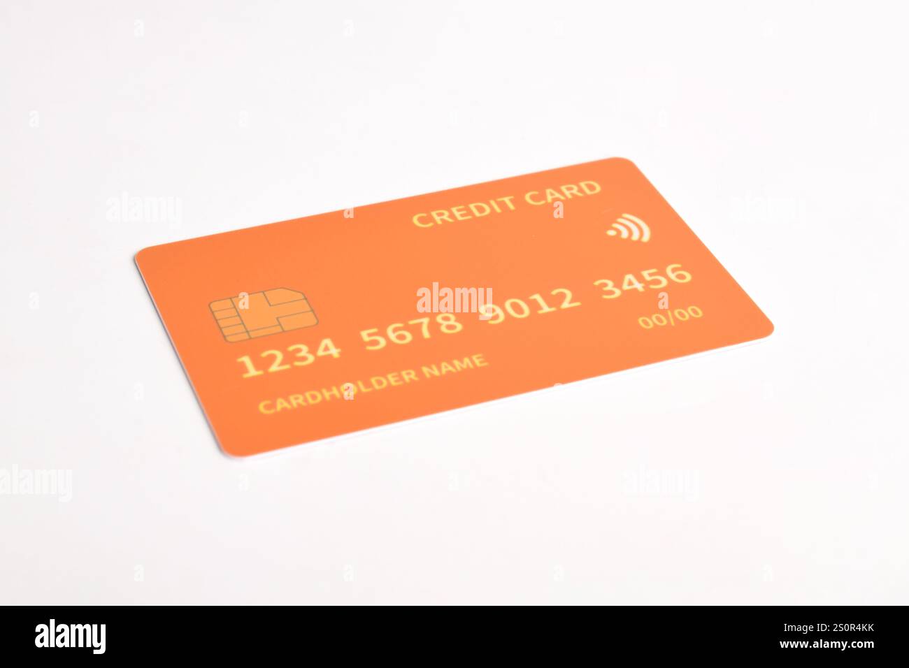 Orange credit card with chip isolated on white background Stock Photo ...