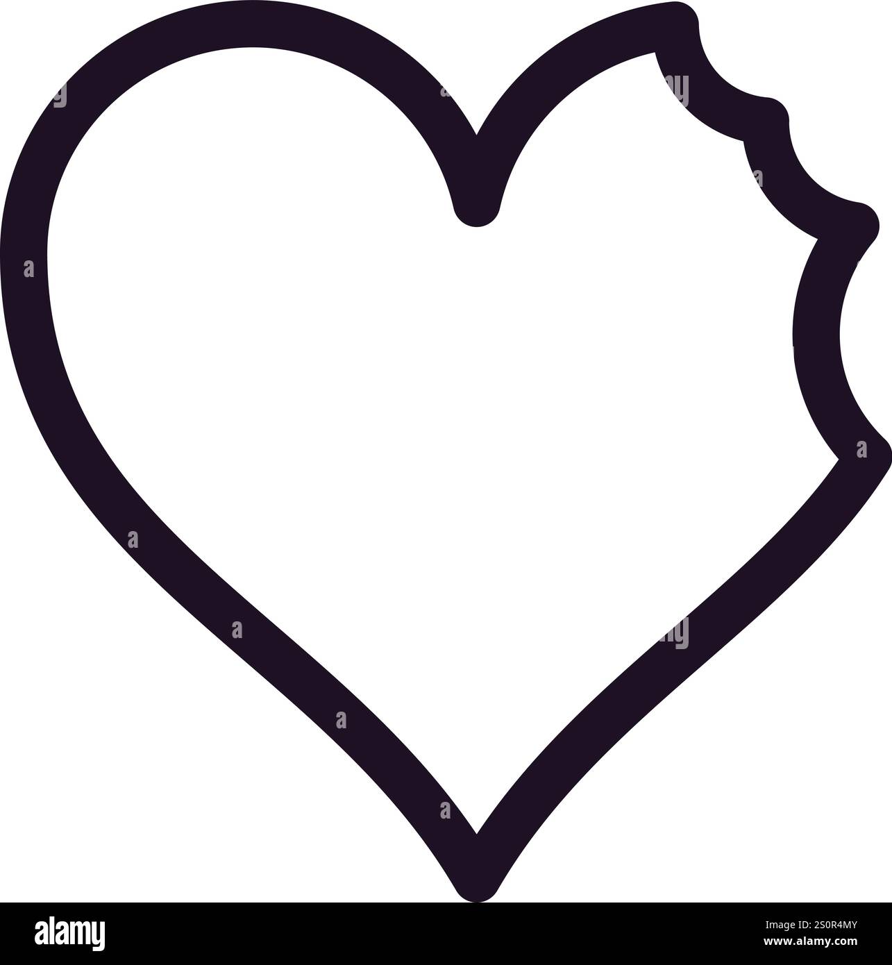 Simple vector illustration of a bitten heart with a bite on the upper ...