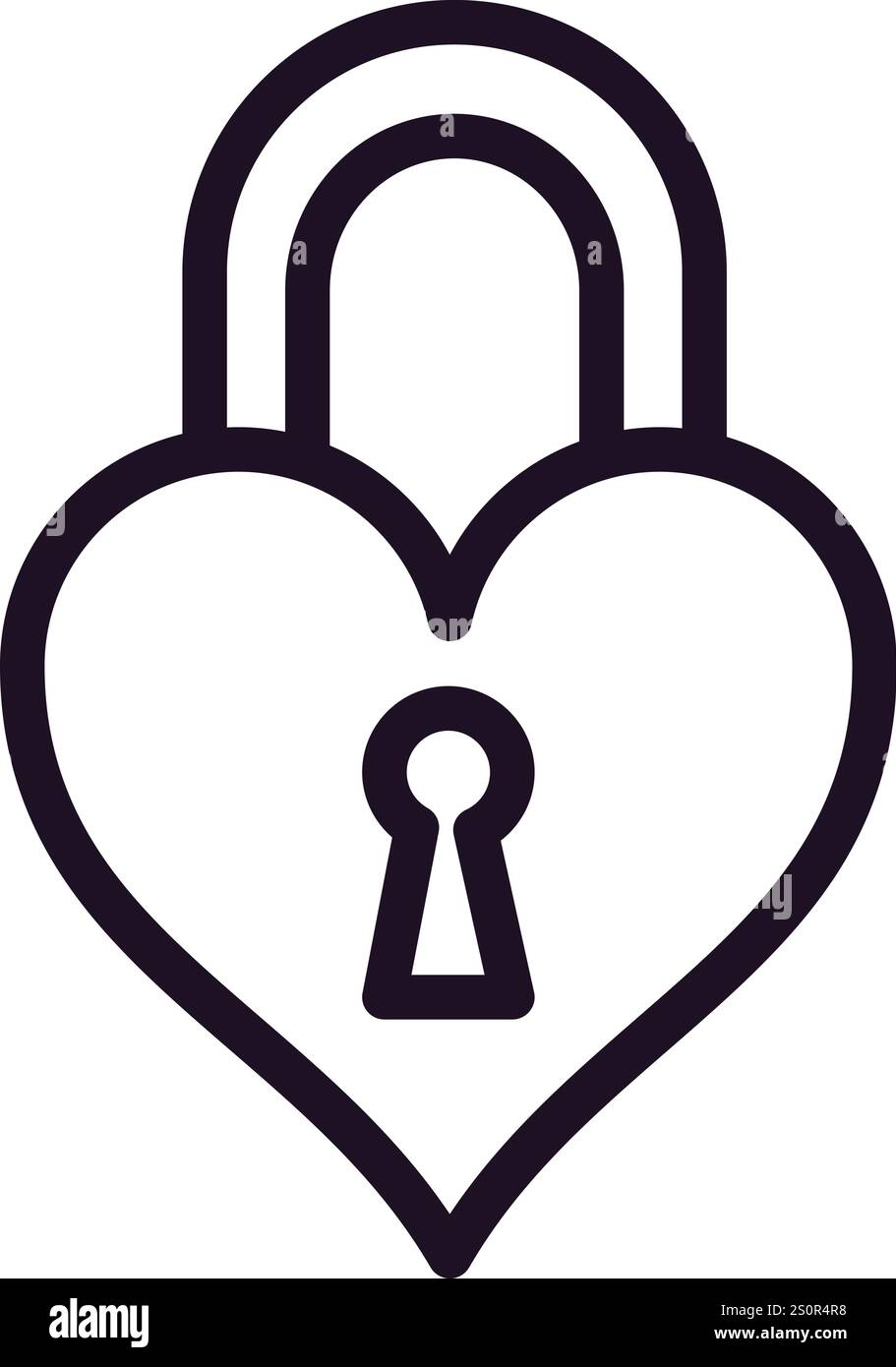 Minimalist vector illustration of a heart shaped padlock, representing ...