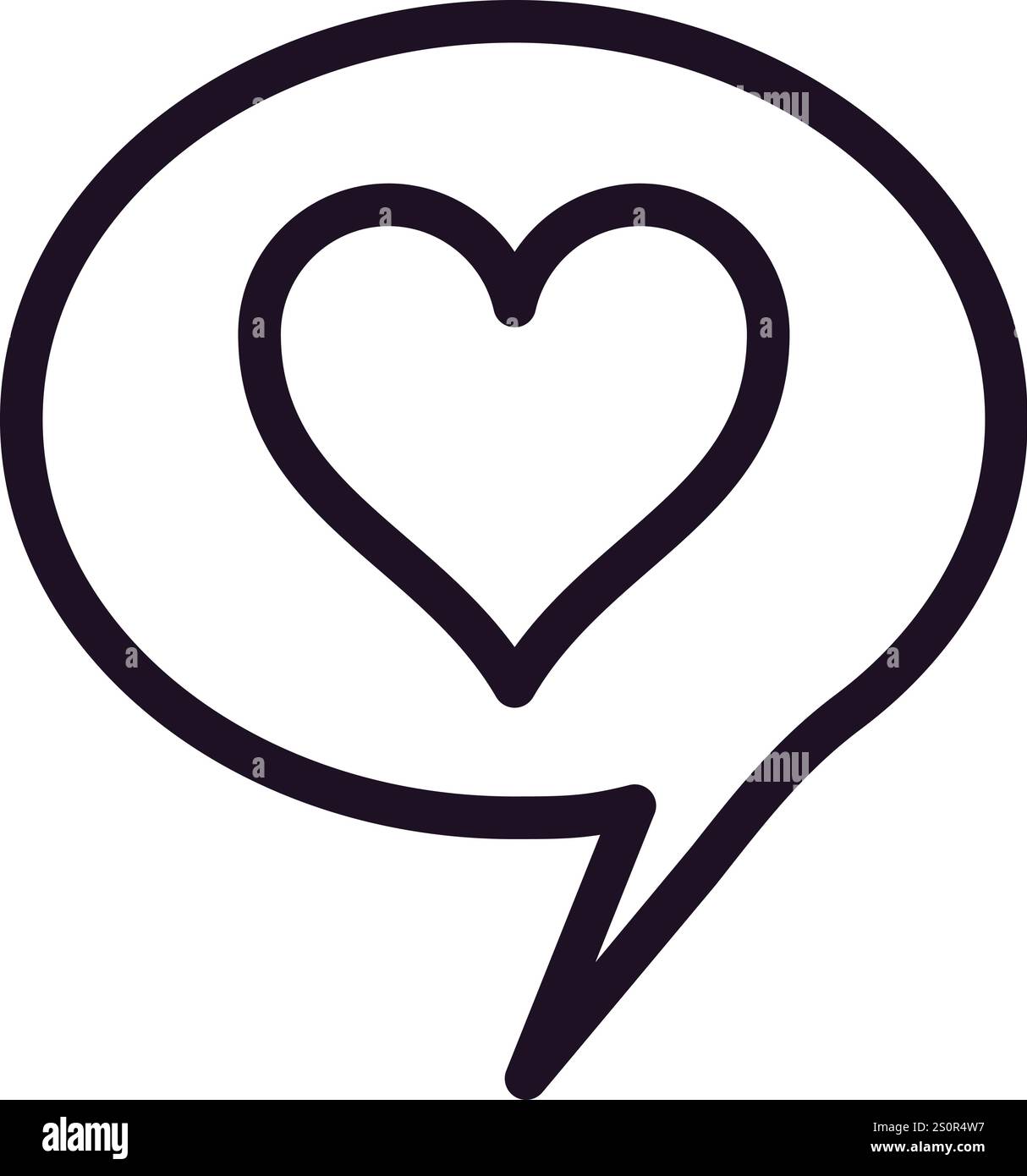 Featuring a simple line drawing of a speech bubble enclosing a heart ...