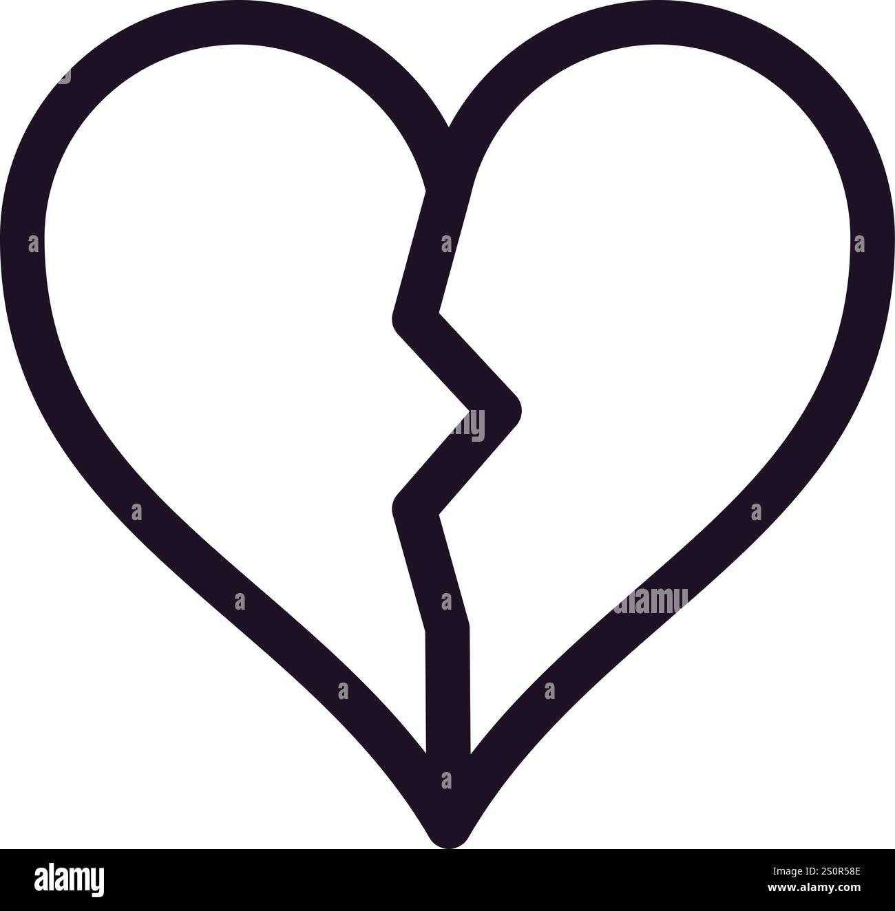 Minimalist drawing depicting a broken heart, symbolizing the end of a ...