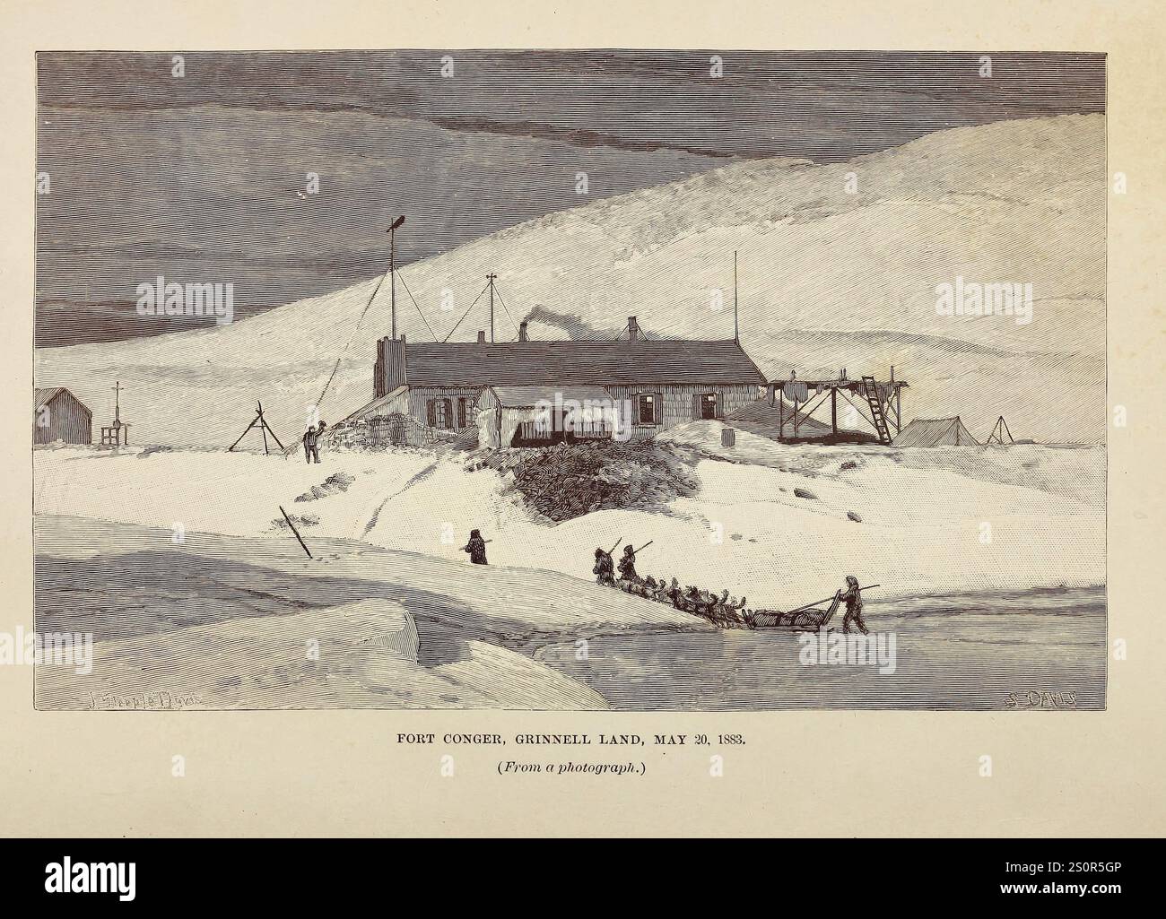 Fort Conger, Grinnell Land, May 20, 1883. Archive engraving ...