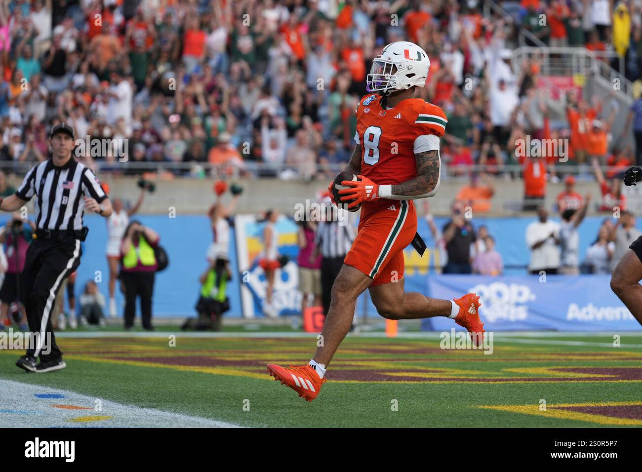 ORLANDO, FL - DECEMBER 28: Miami Hurricanes tight end Elijah Arroyo (8 ...