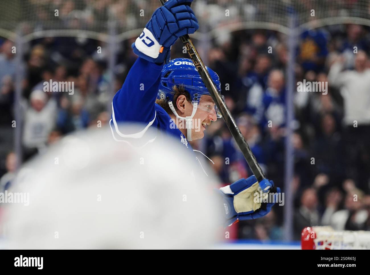 Toronto Maple Leafs' Bobby McMann celebrates after his goal against the ...