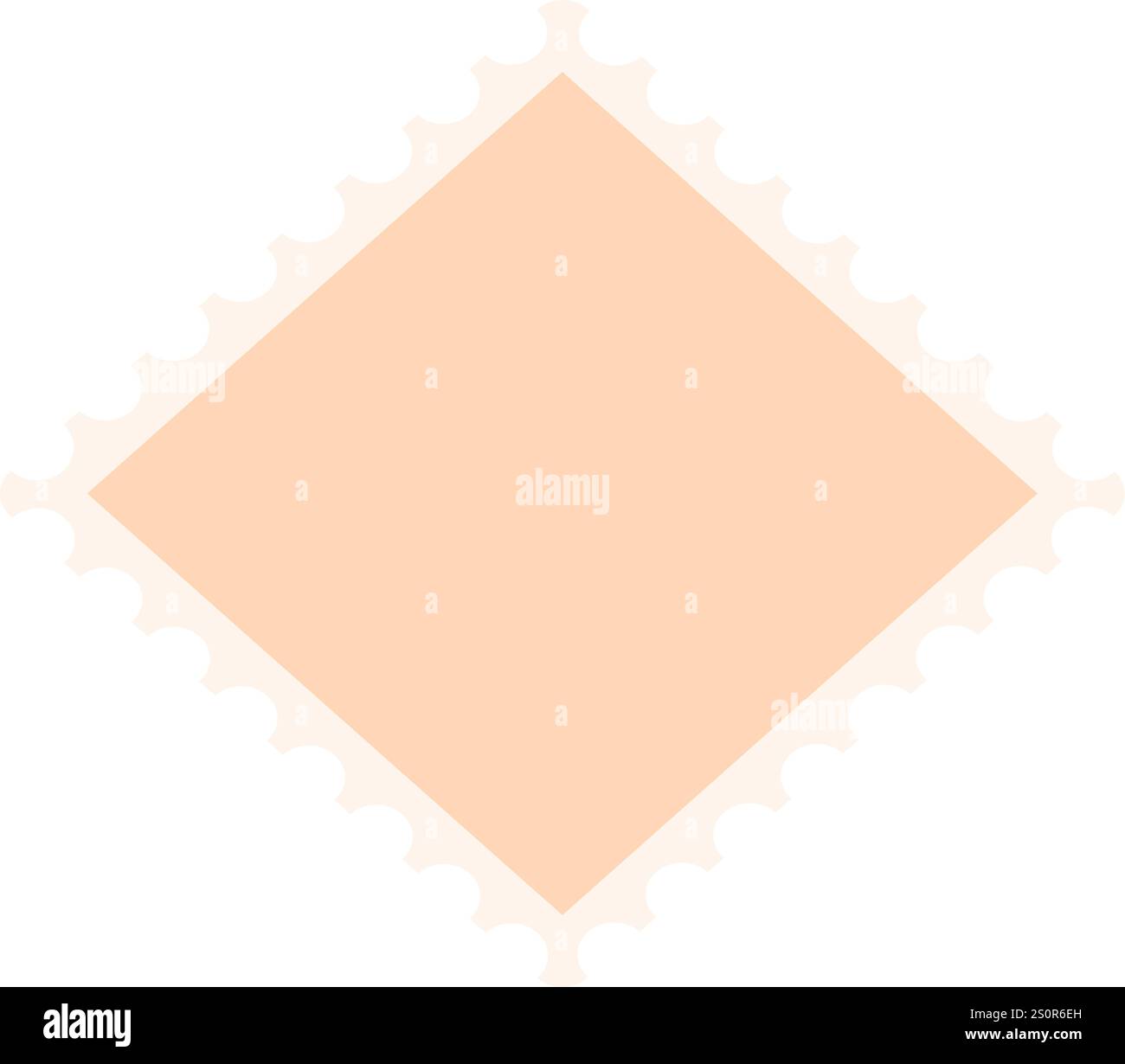 Blank diamond shaped postage stamp with serrated edge isolated on white ...