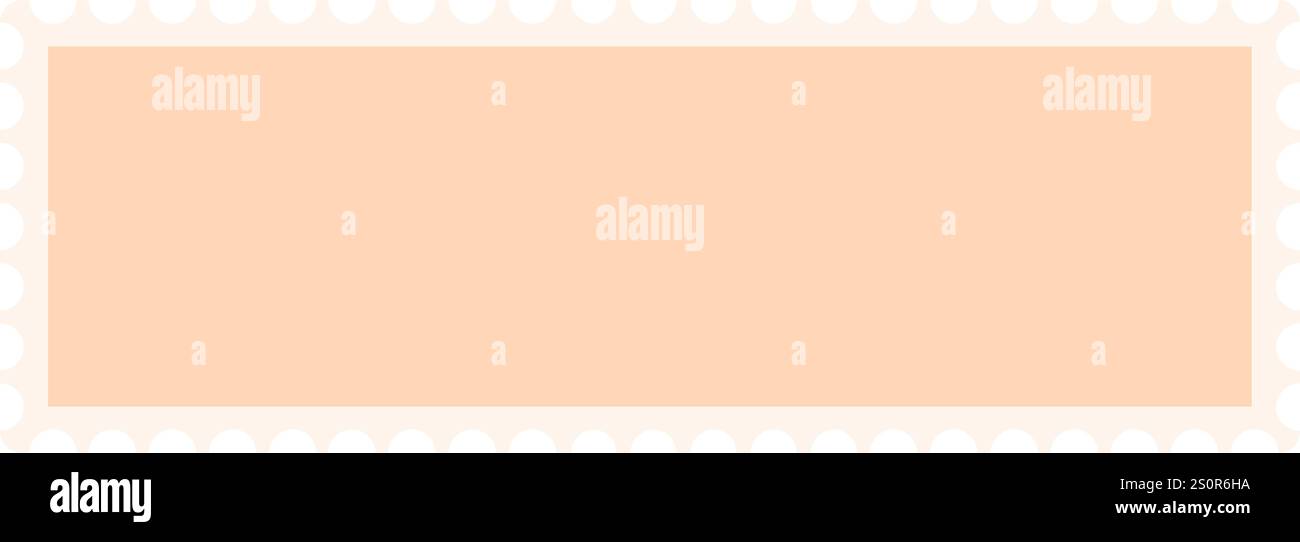 Horizontal blank rectangular postage stamp with a light orange ...