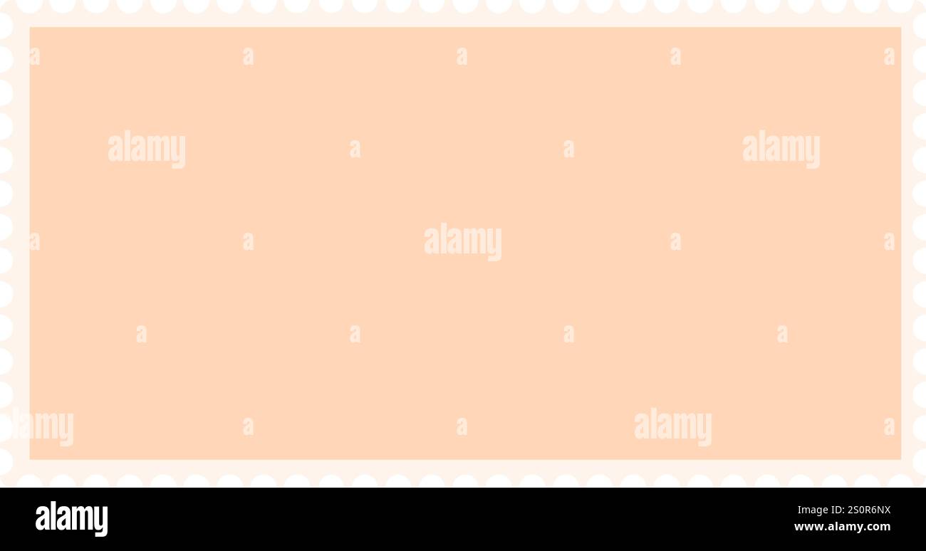 Simple, elegant blank peach postage stamp with a decorative scalloped ...