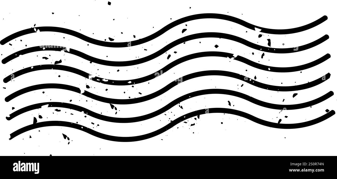 Four wavy black lines creating a vintage postal cancellation mark ...