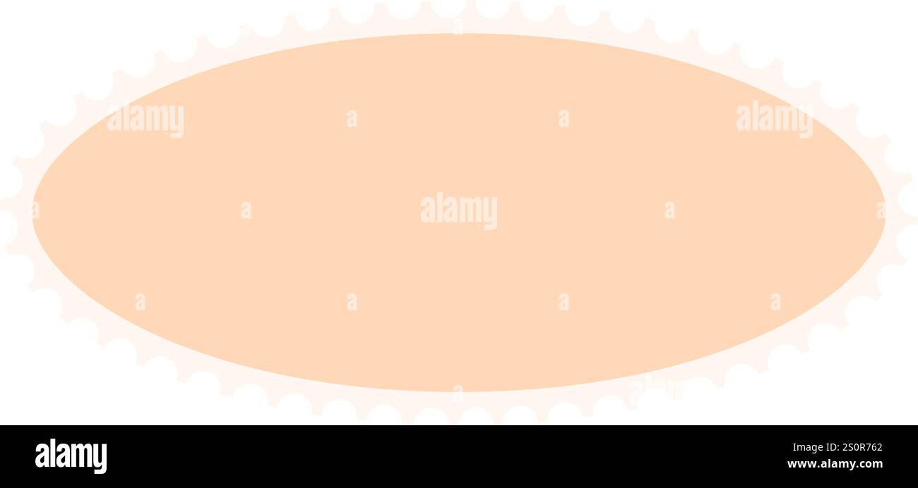 Oval shape filled with a soft peach hue, featuring a serrated white ...