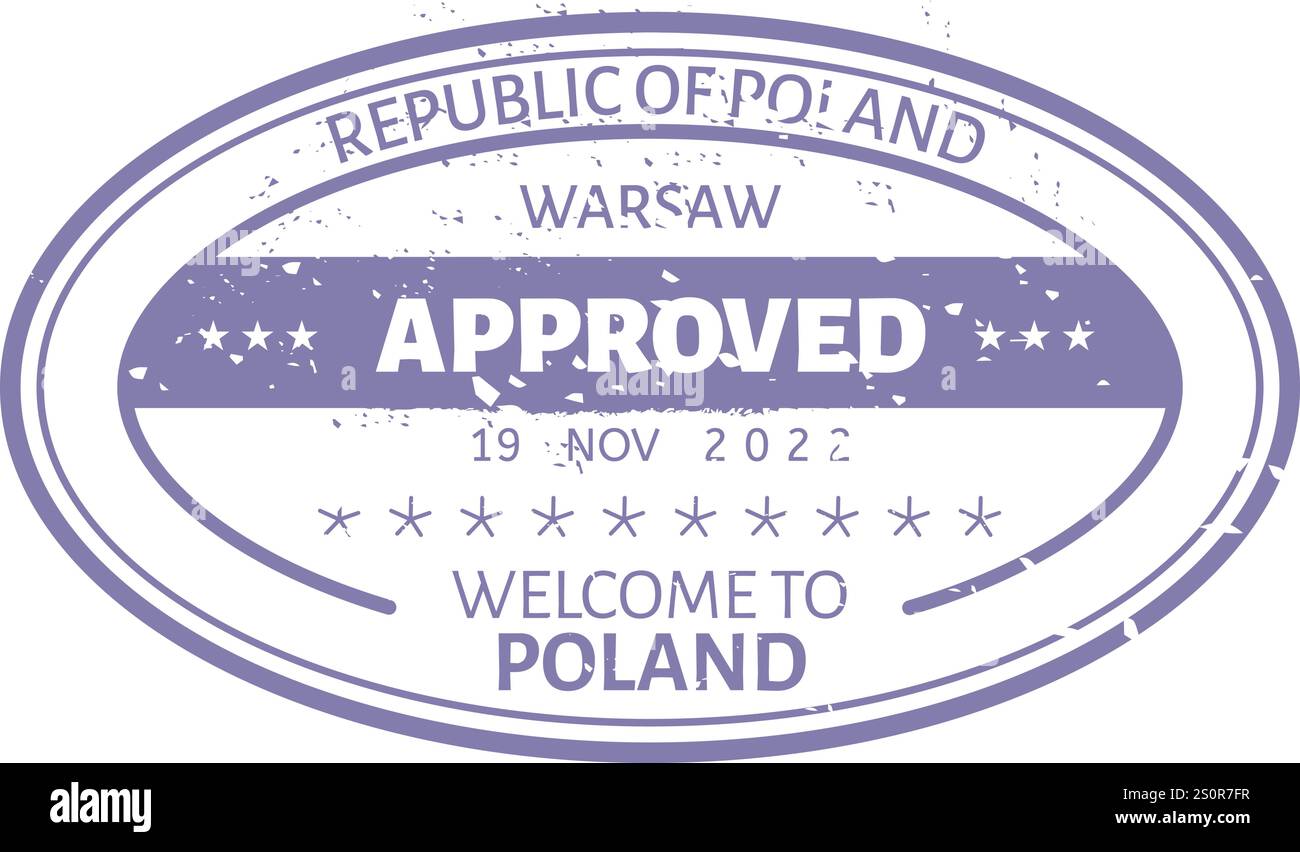 Oval shaped approved stamp displaying a textured, worn design with the ...