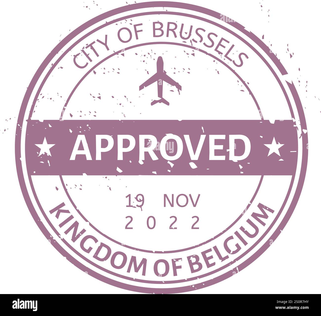 Purple grunge rubber stamp featuring the City of Brussels, Kingdom of ...