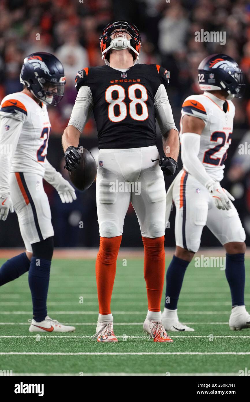 Cincinnati Bengals tight end Mike Gesicki celebrates a catch during ...