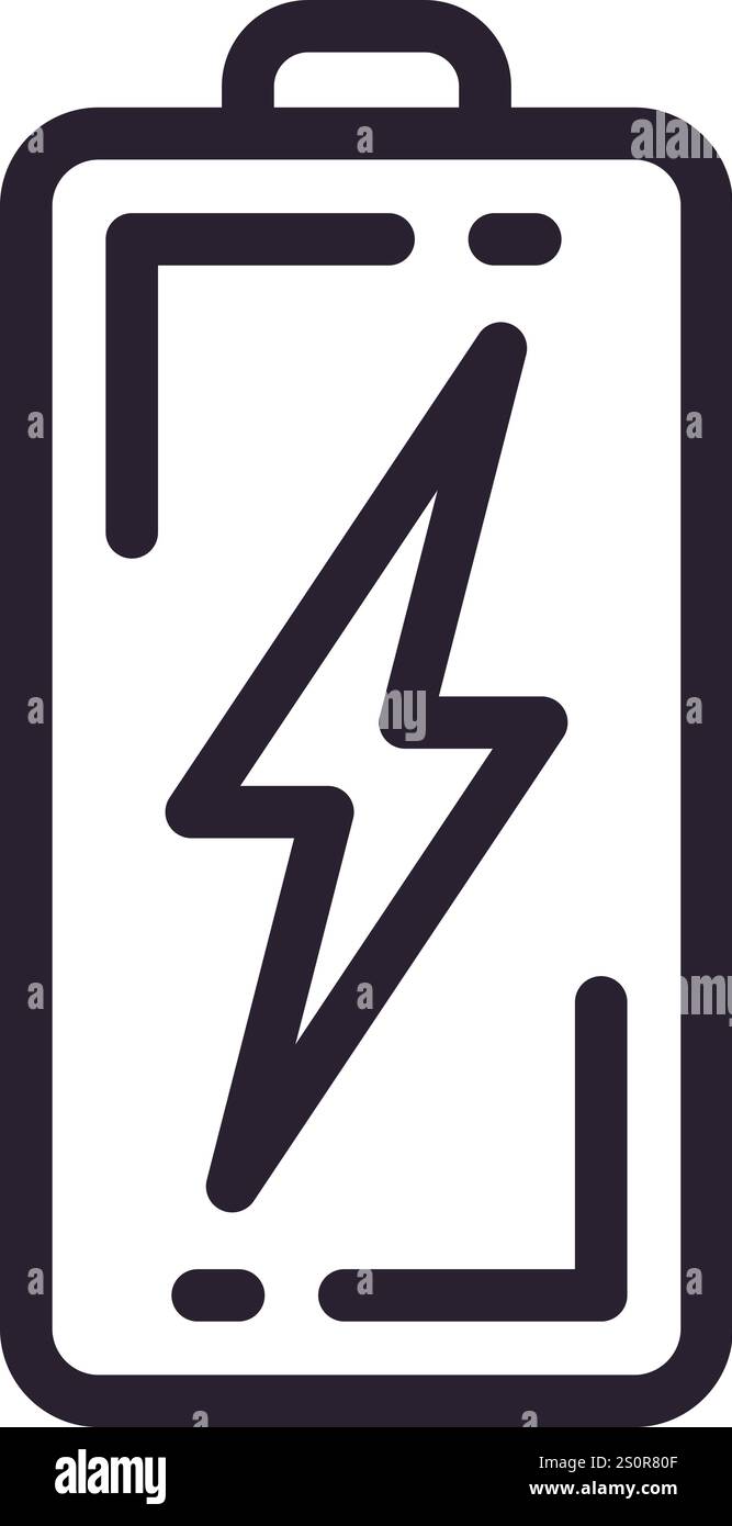 Simple line drawing of a battery with a lightning bolt symbol inside ...