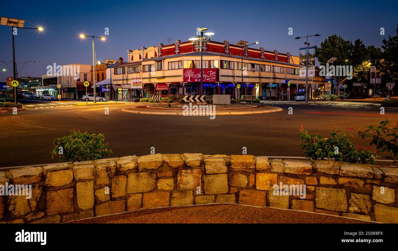 Warwick, QLD, Australia - Historical buildings in town at sunset Stock ...