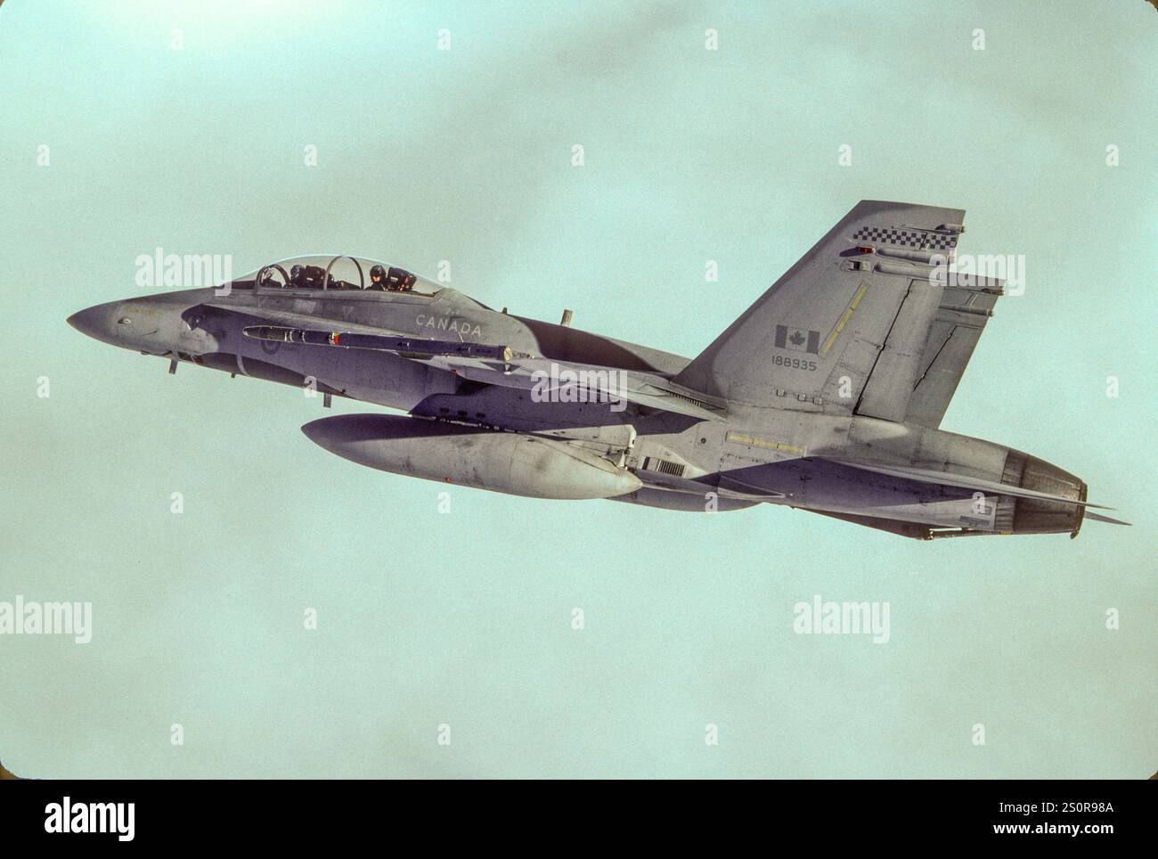 Aerial photo of Canadian CF-18 Hornet enroute to Military Training Area ...