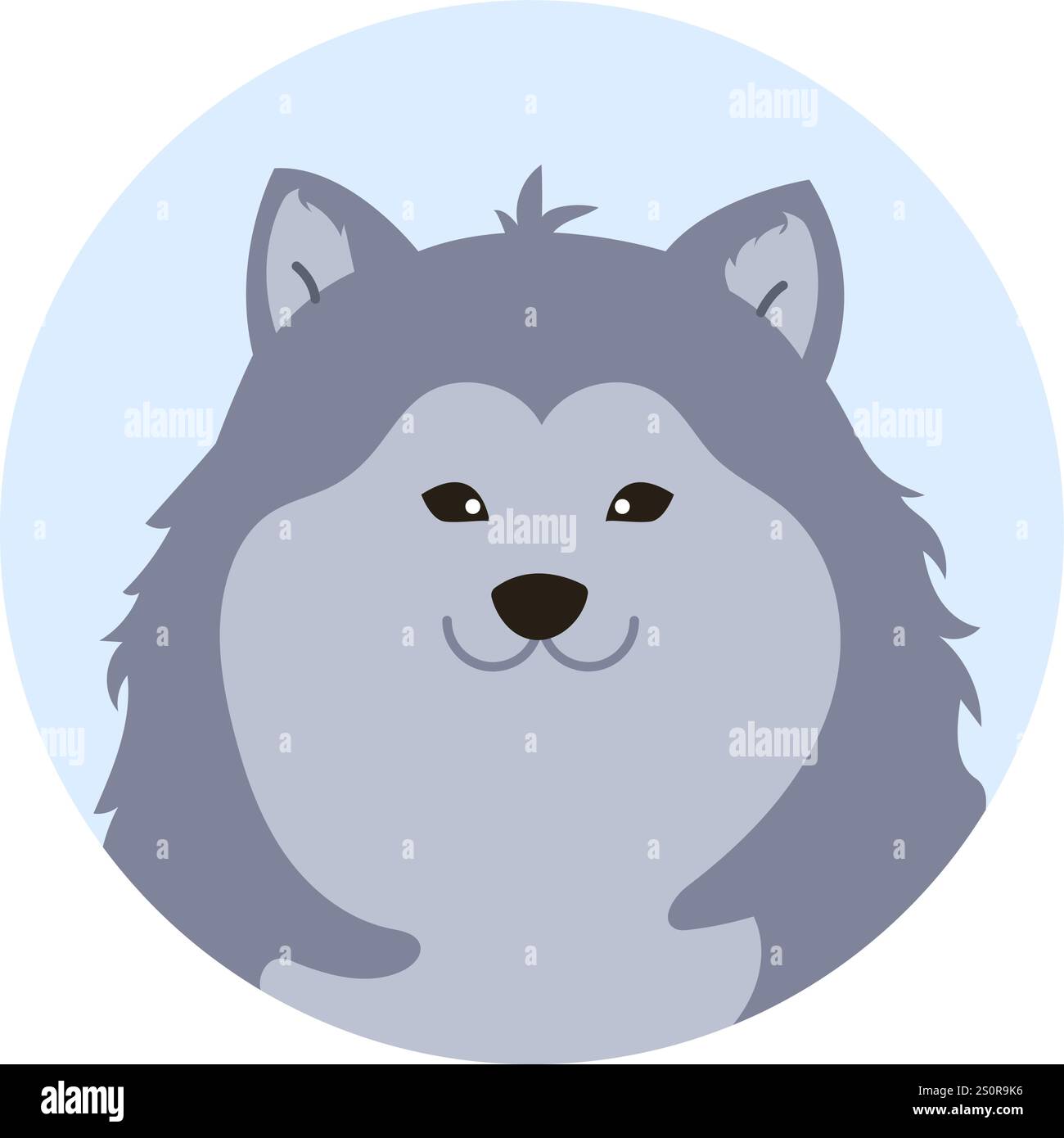 Cartoon illustration of a friendly alaskan malamute dog smiling ...
