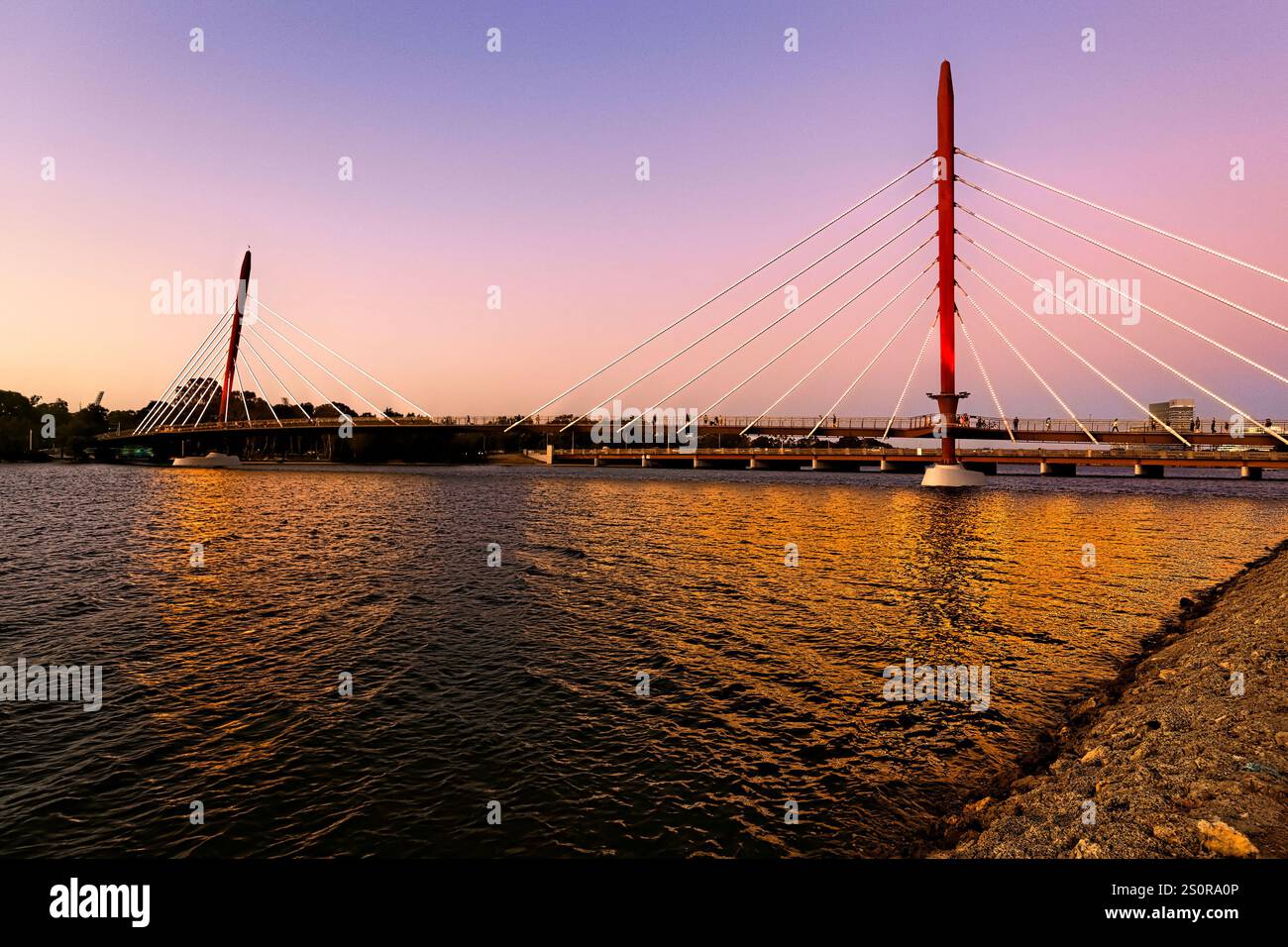 Boorloo pedestrian bridge in evening light, Perth Western Australia ...