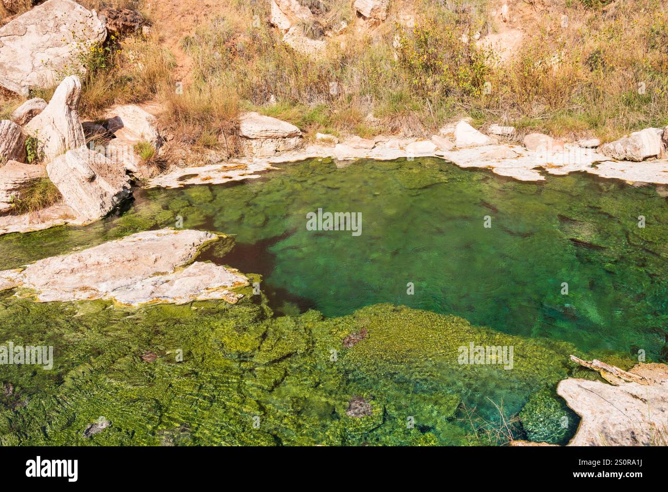 Beautiful, colorful mineral pools wind their way at Hot Springs State ...
