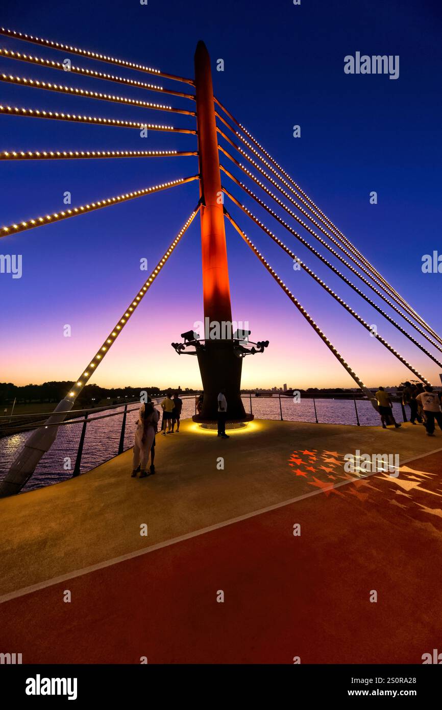 Boorloo pedestrian bridge in evening light, Perth Western Australia ...