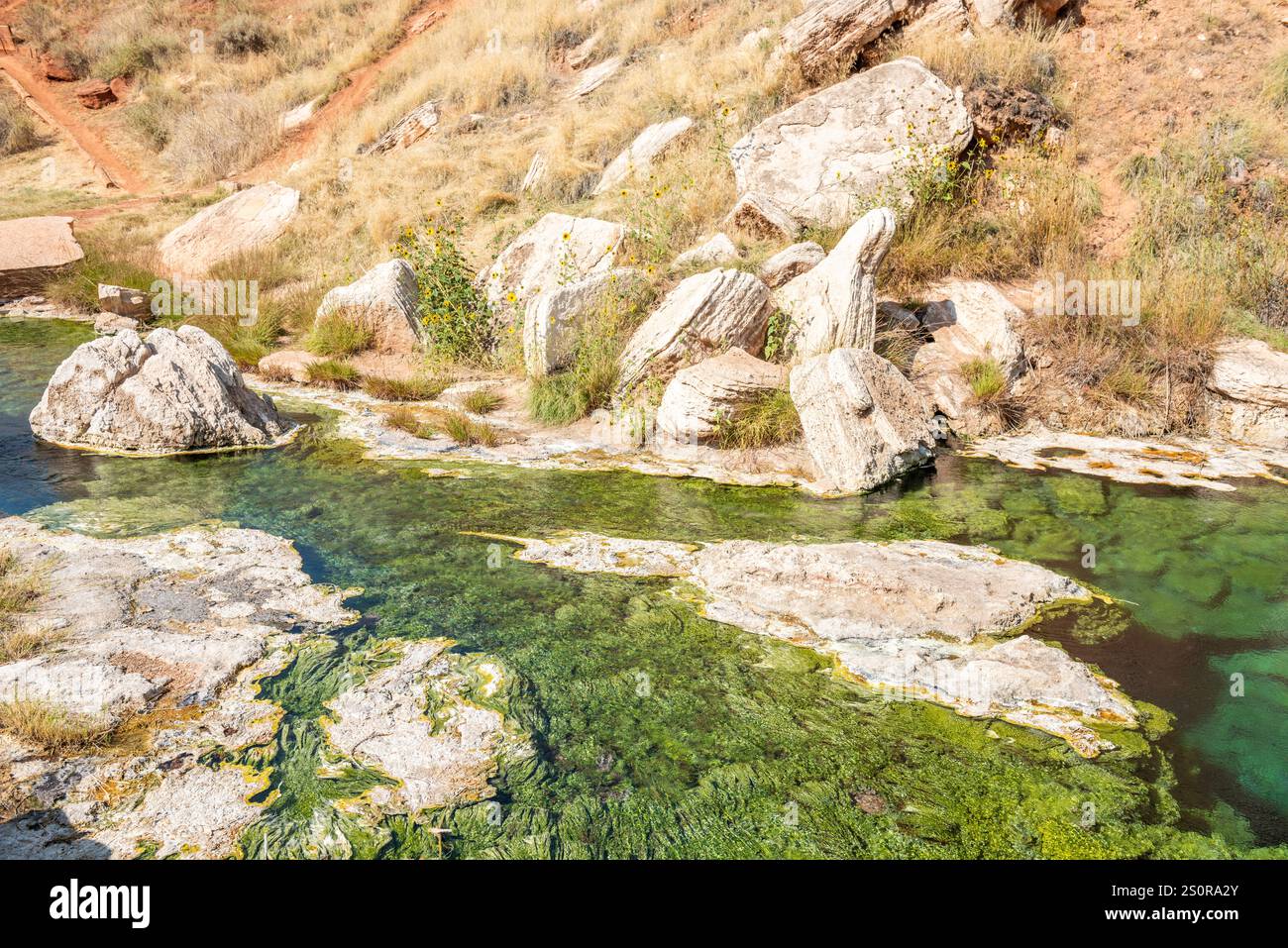Beautiful, colorful mineral pools wind their way at Hot Springs State ...