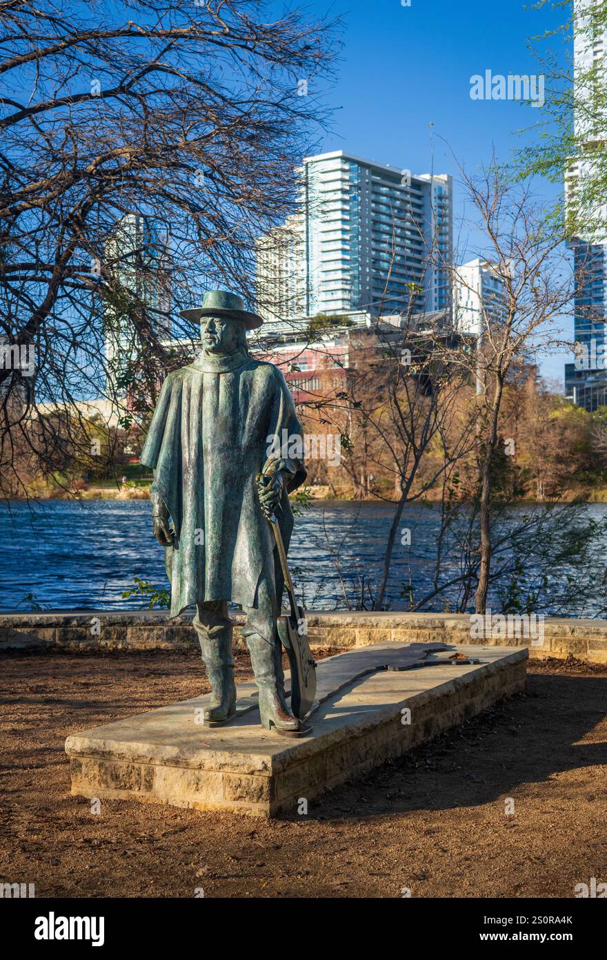 Austin, TX - 28 December 2024: Bronze statue of Stevie Ray Vaughan by ...