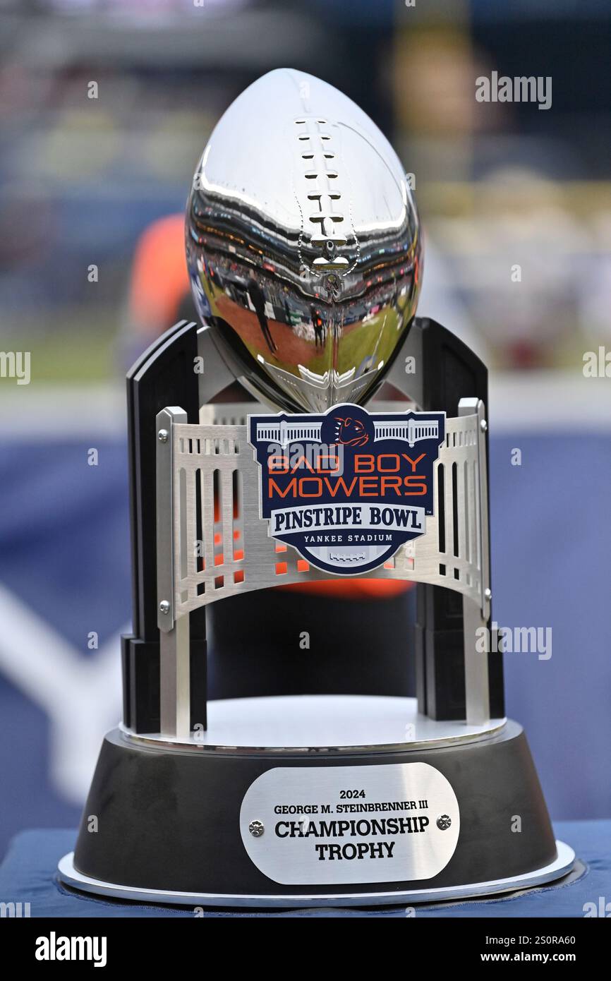 BRONX, NY - DECEMBER 28: Bad Boy Mowers Pinstripe Bowl trophy on the ...