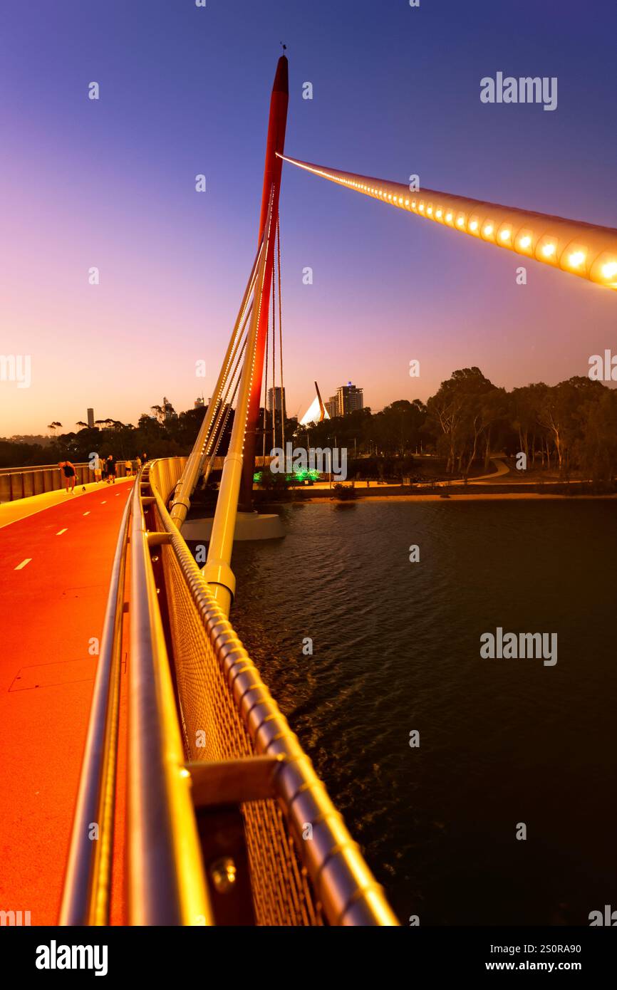 Boorloo pedestrian bridge in evening light, Perth Western Australia ...