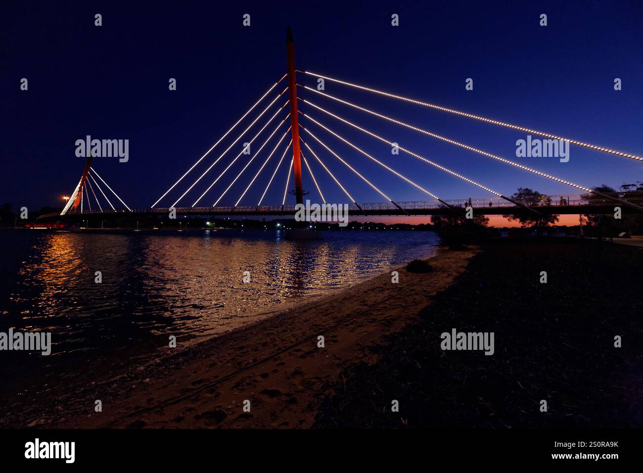 Boorloo pedestrian bridge in evening light, Perth Western Australia ...