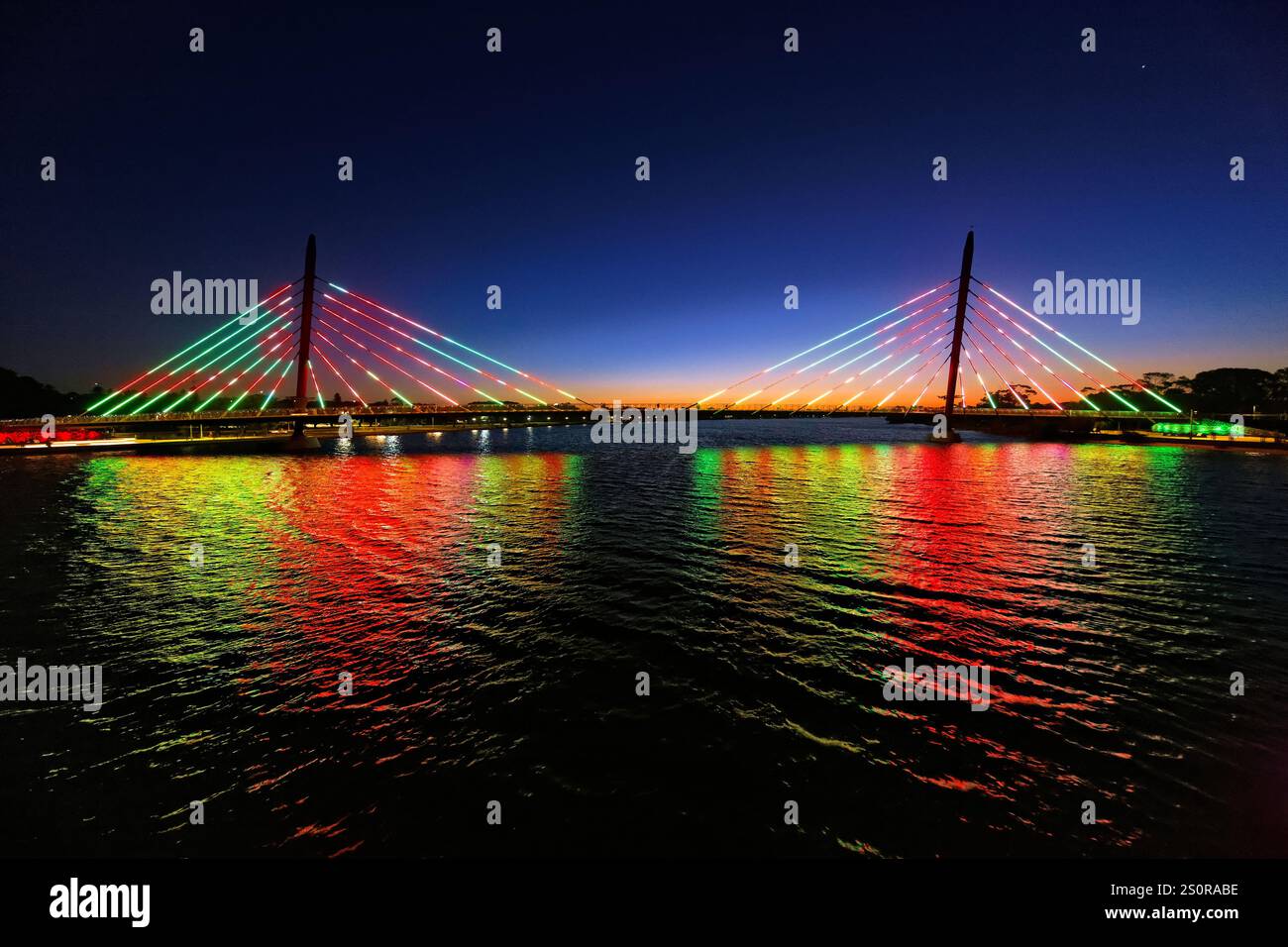Boorloo pedestrian bridge in evening light, Perth Western Australia ...