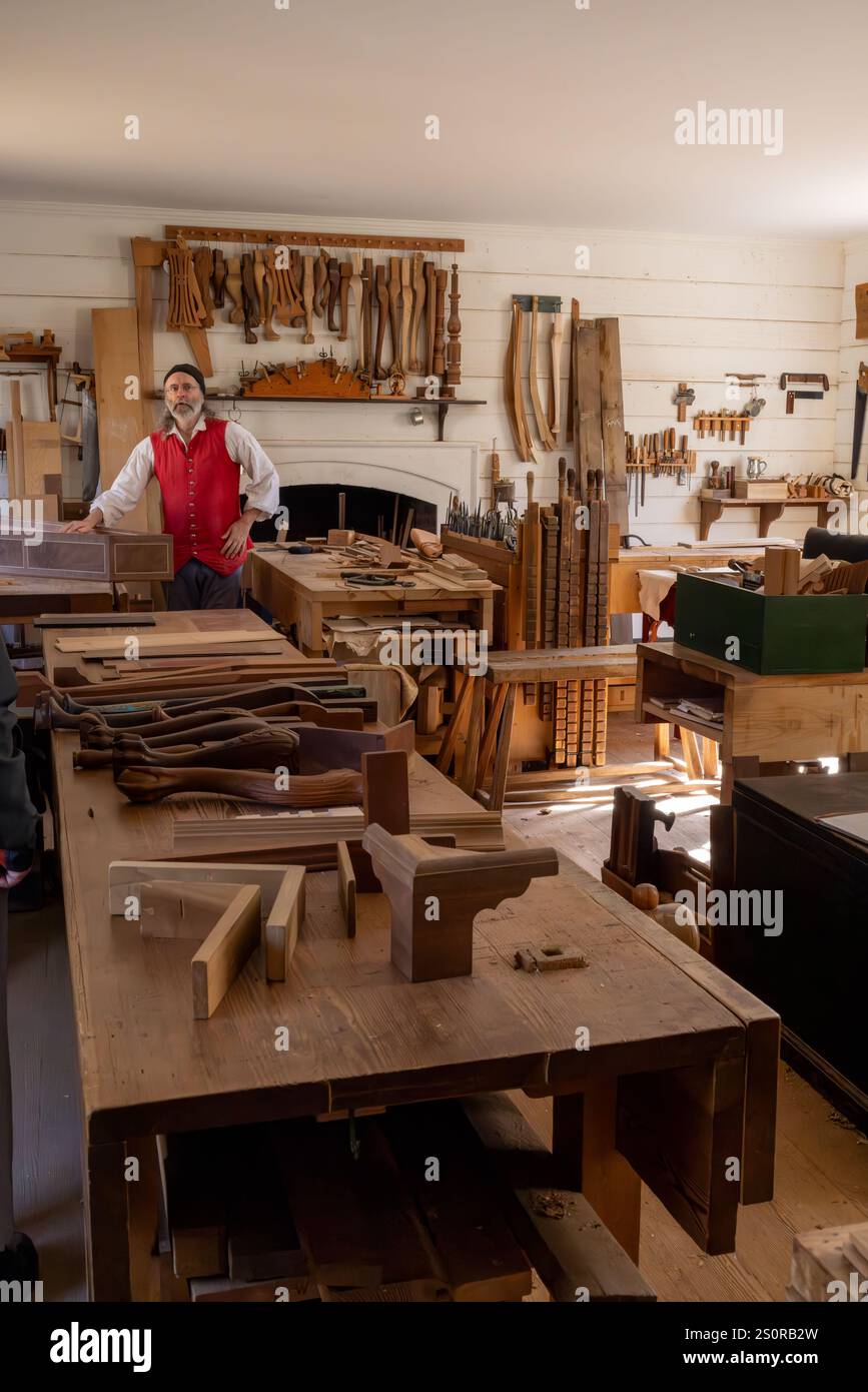 Costumed interpreter at the Anthony Hay Cabinet Shop, Colonial ...