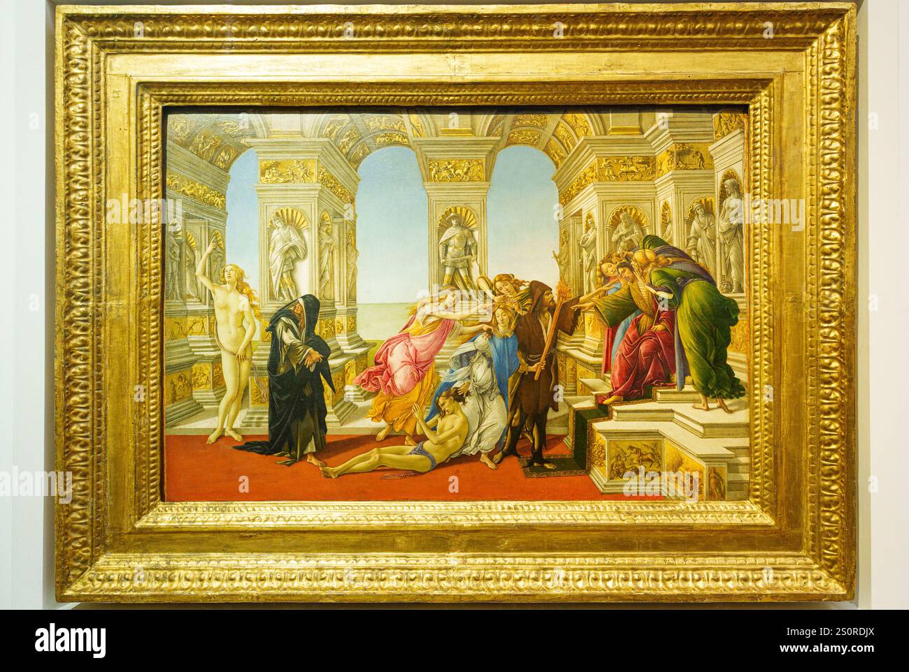 Florence, Italy, January 4, 2024: The calumny of Apelles. Botticelli ...