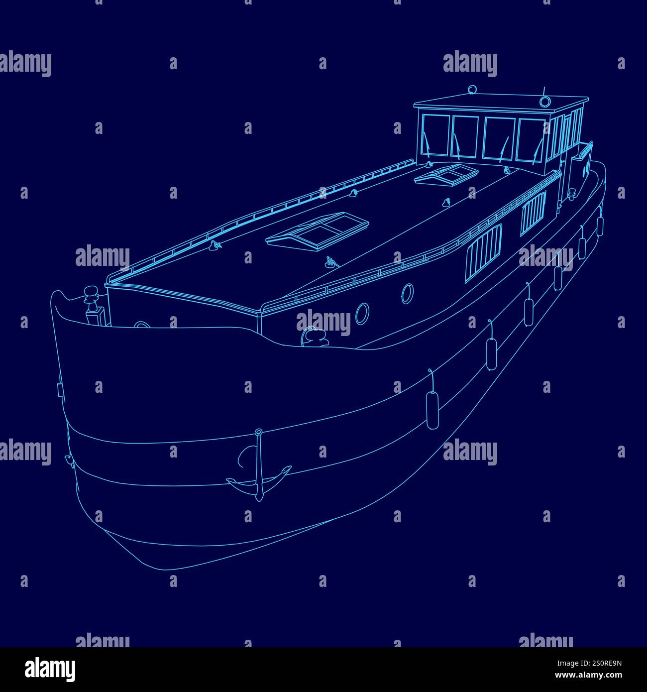 Blue boat contour. Vector illustration Stock Vector Image & Art - Alamy