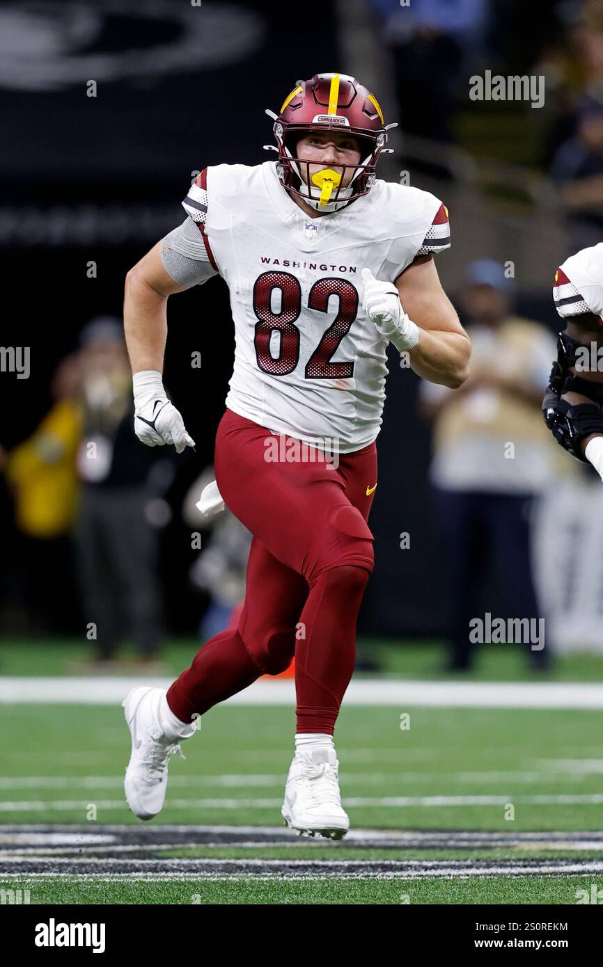 Washington Commanders tight end Ben Sinnott (82) runs a route during an ...