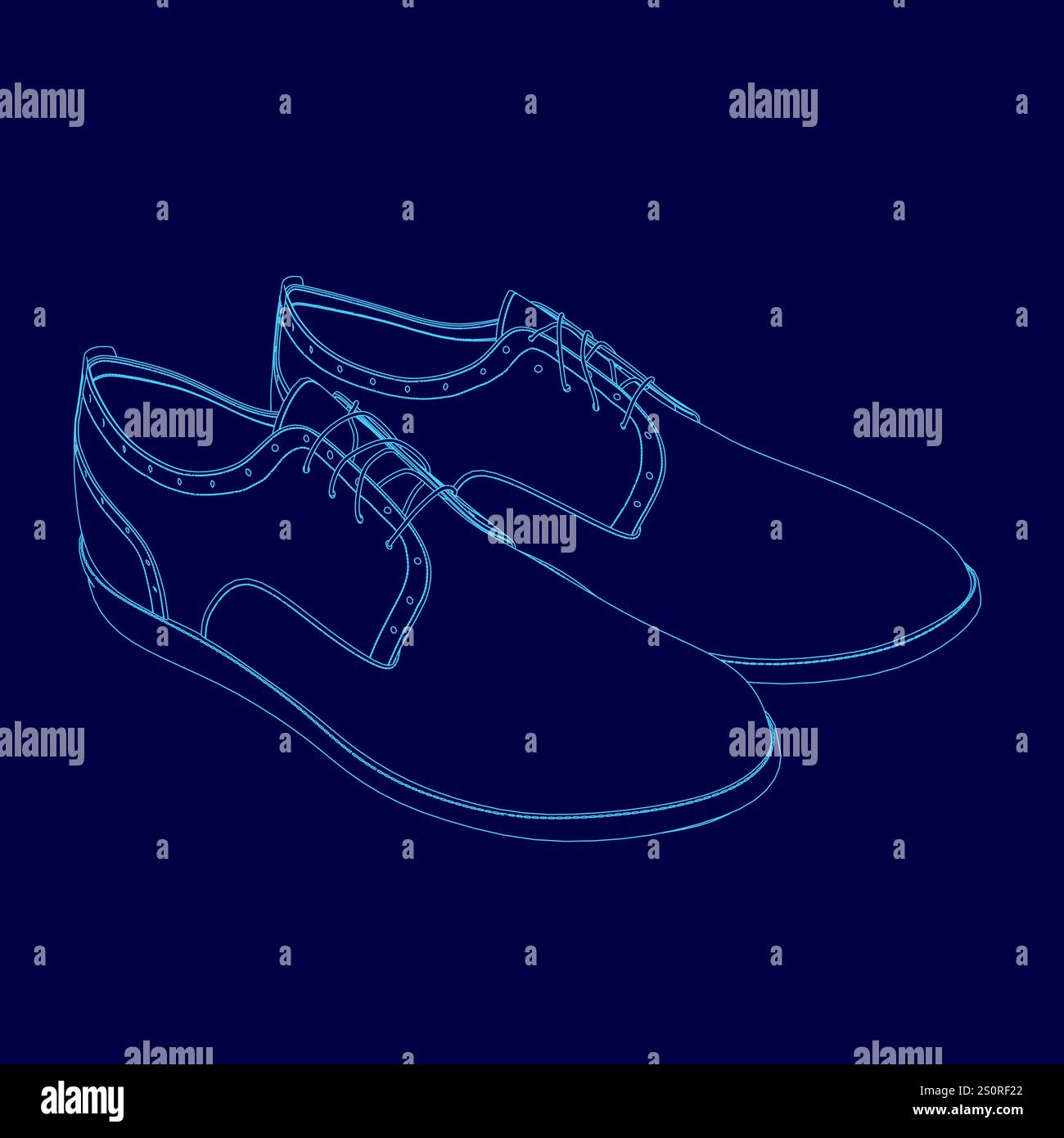 Pair of shoes are shown in a blue color. The shoes are drawn in a blue ...