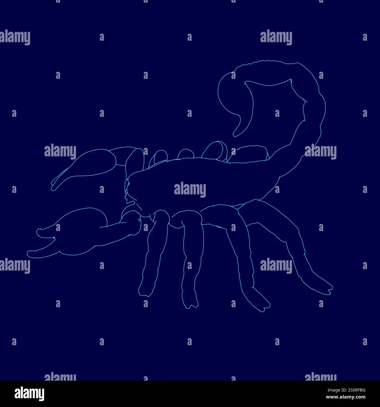 Blue drawing of a scorpion. The drawing is of a scorpion with a blue ...