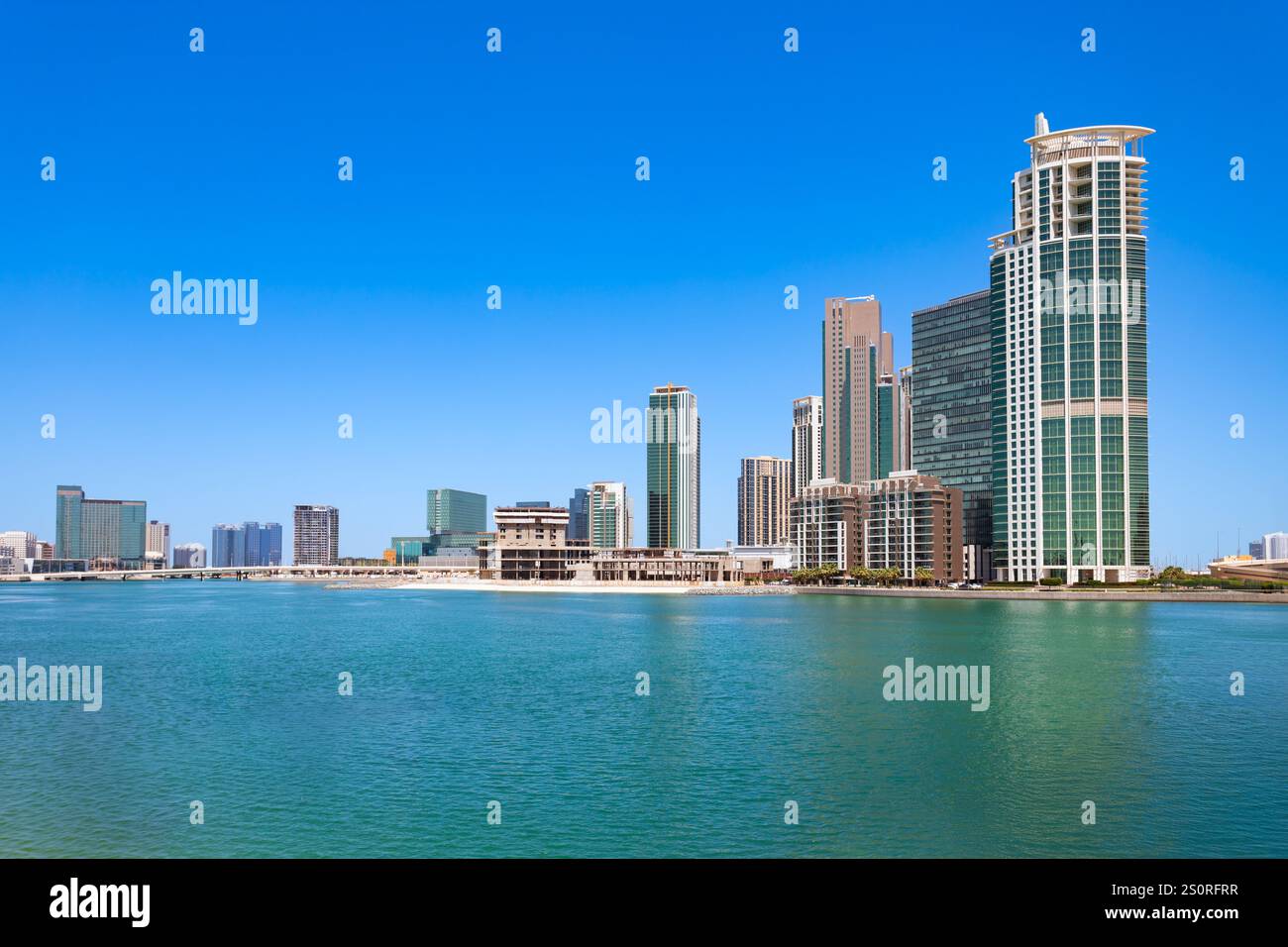 Al Reem Island skyline panoramic view in Abu Dhabi. Abu Dhabi is the ...