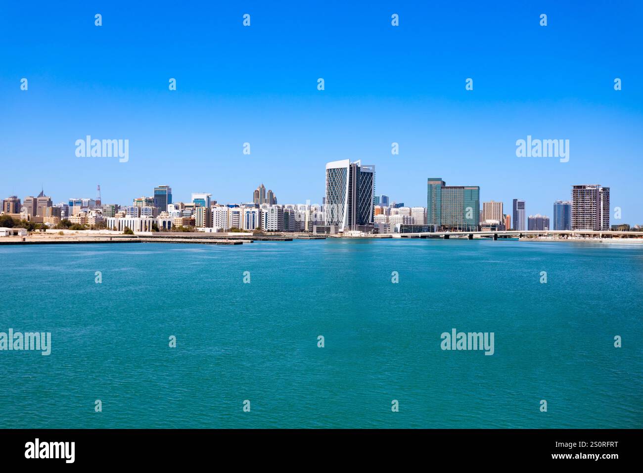 Abu Dhabi city skyline. Abu Dhabi is the capital city of the United ...