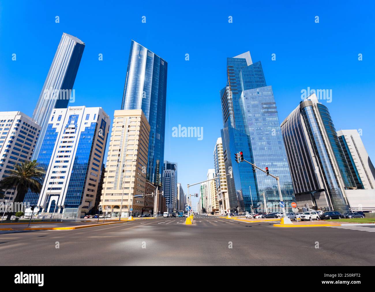Abu Dhabi city skyline. Abu Dhabi is the capital city of the United ...