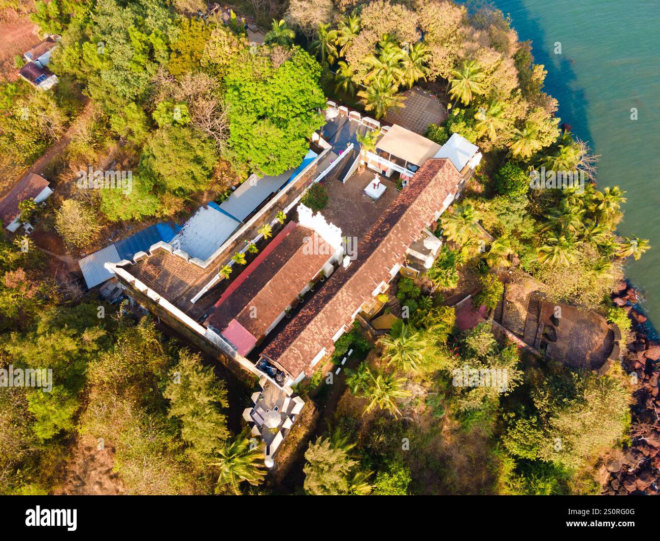 Fort Tiracol aerial panoramic view. Fort Tiracol is a portuguese fort ...